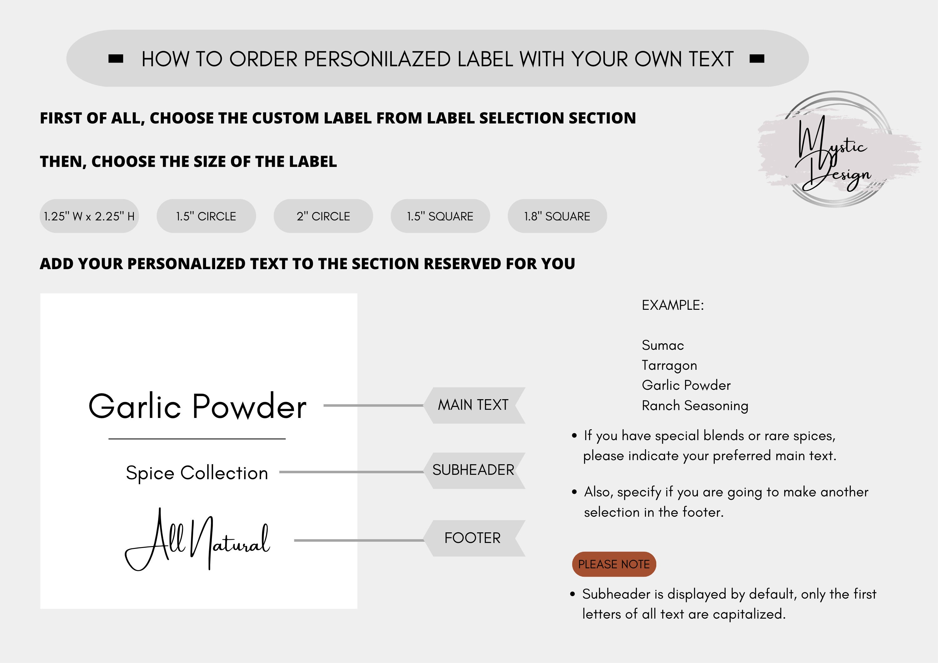 Printable Kitchen Spice Labels, Custom Spice Labels, 5 Label Sizes ...