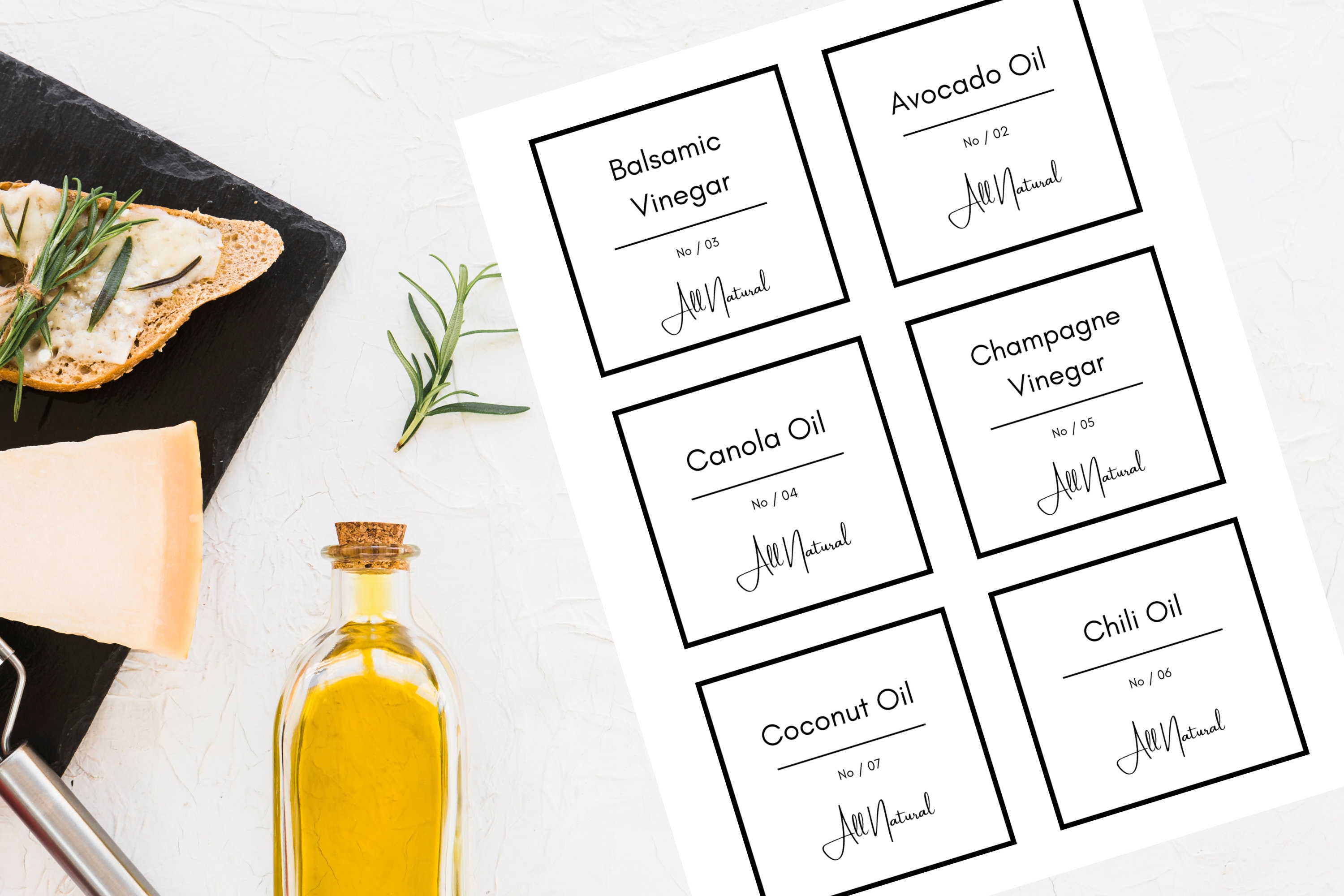 Oil & Vinegar Label Template Bundle: Minimalist Kitchen Labels (digital ...