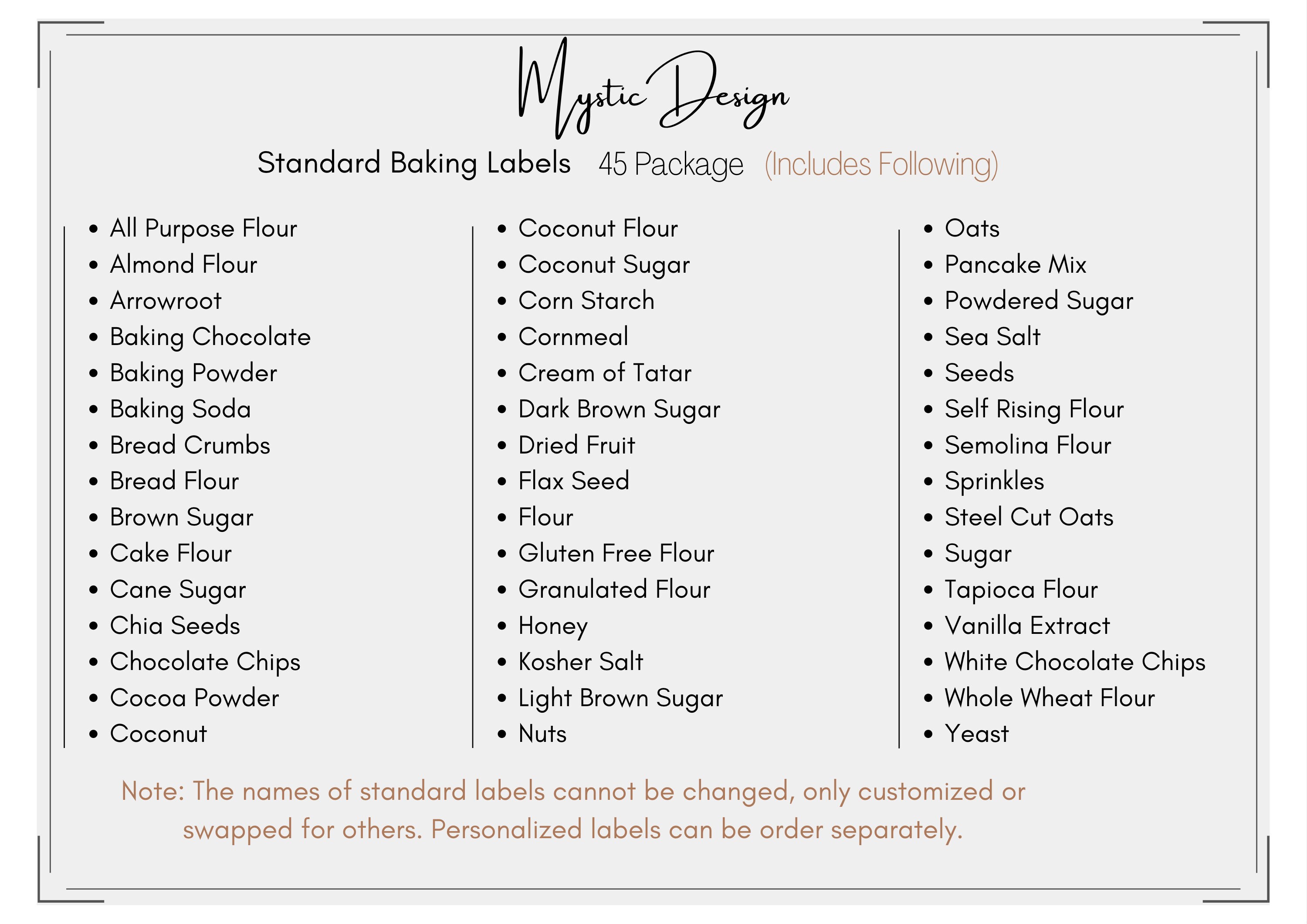 Printable Baking Labels, Customizable Labels, 8 Label Sizes, Editable ...