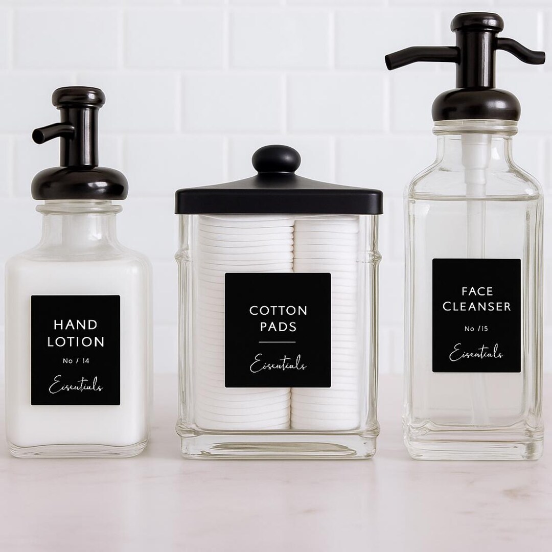 Printable Bathroom Label Package, Label Template Bundle, Printable ...