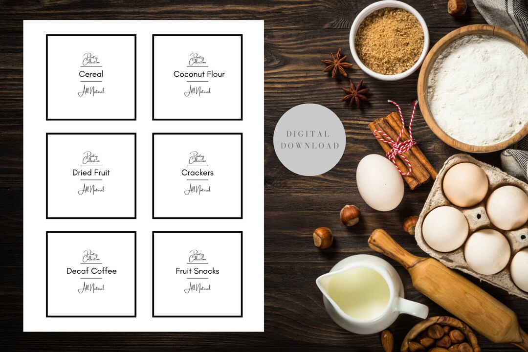 Kitchen Label Template Bundle, 9 Label Sizes, Printable Kitchen Pantry ...