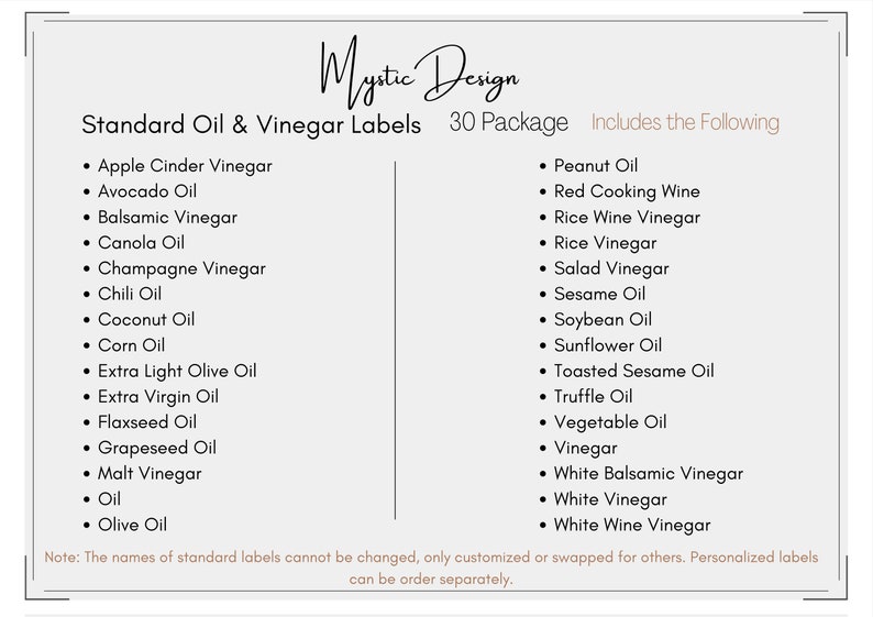Oil & Vinegar Label Template Bundle: Minimalist Kitchen Labels (digital ...