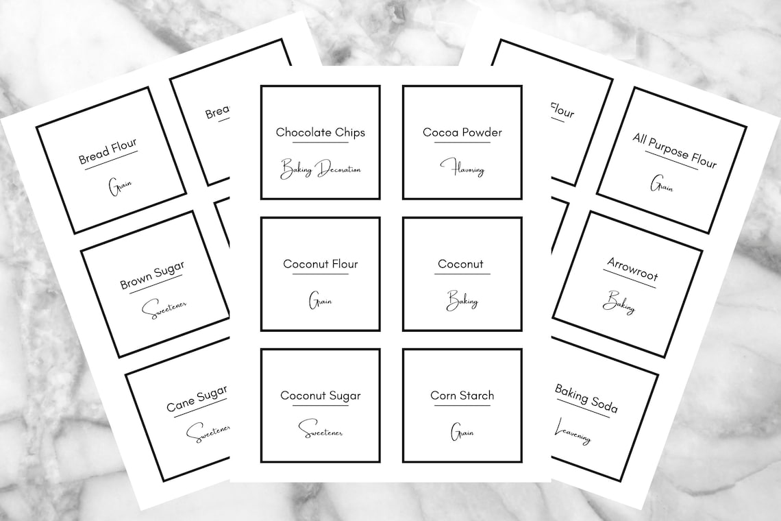 Printable Baking Labels, Customizable Labels, 8 Label Sizes, Editable ...