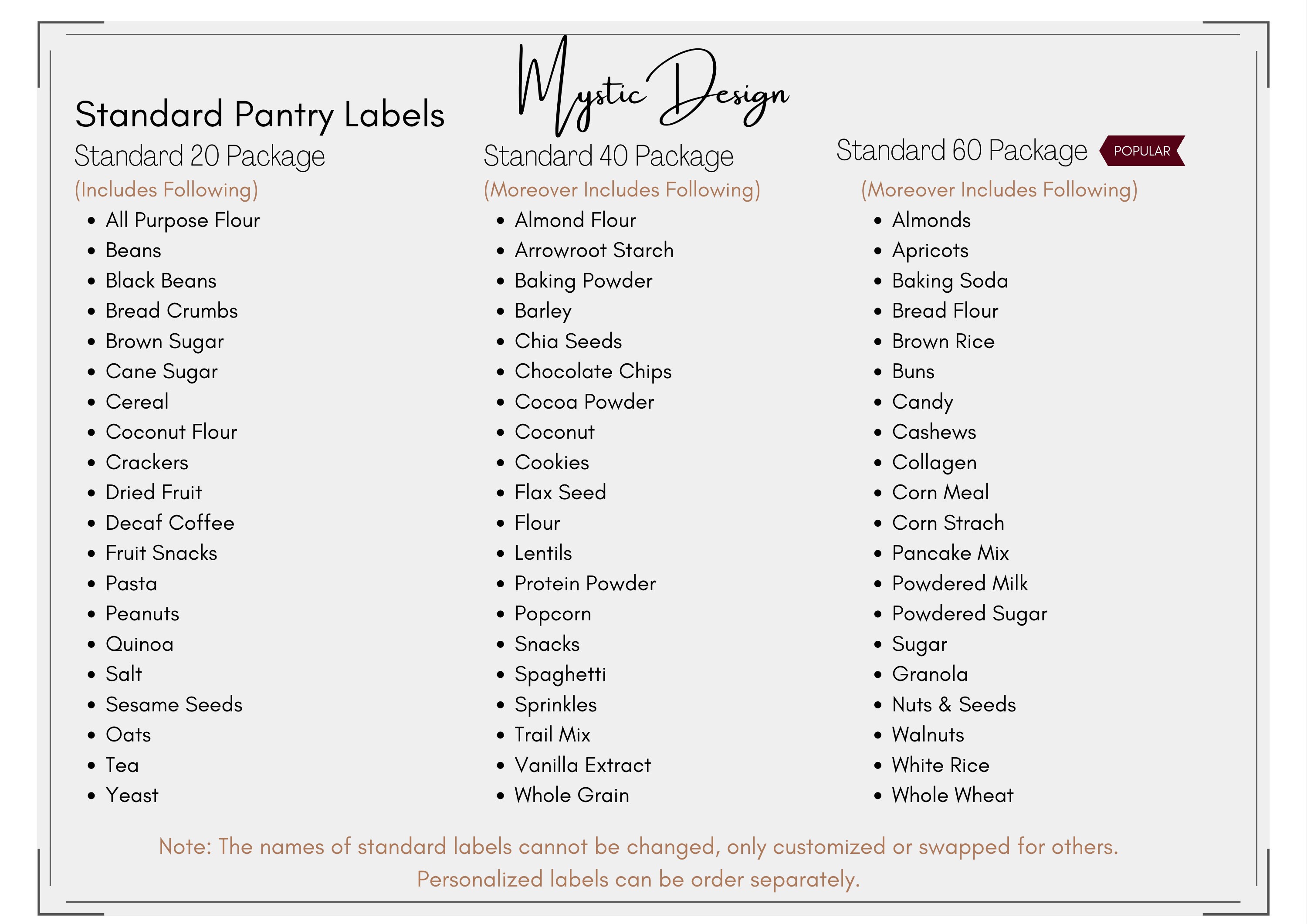 Kitchen Pantry Labels, Printable Custom Pantry Labels, 9 Label Sizes ...