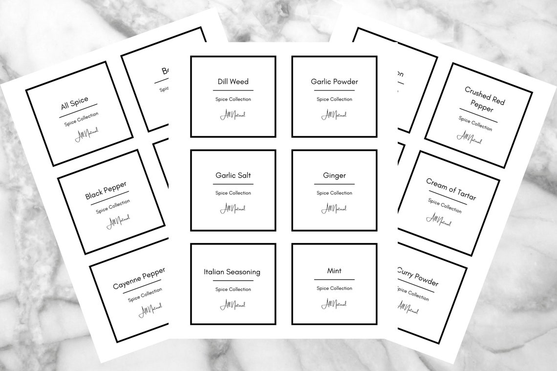 Printable Kitchen Spice Labels, Custom Spice Labels, 5 Label Sizes ...