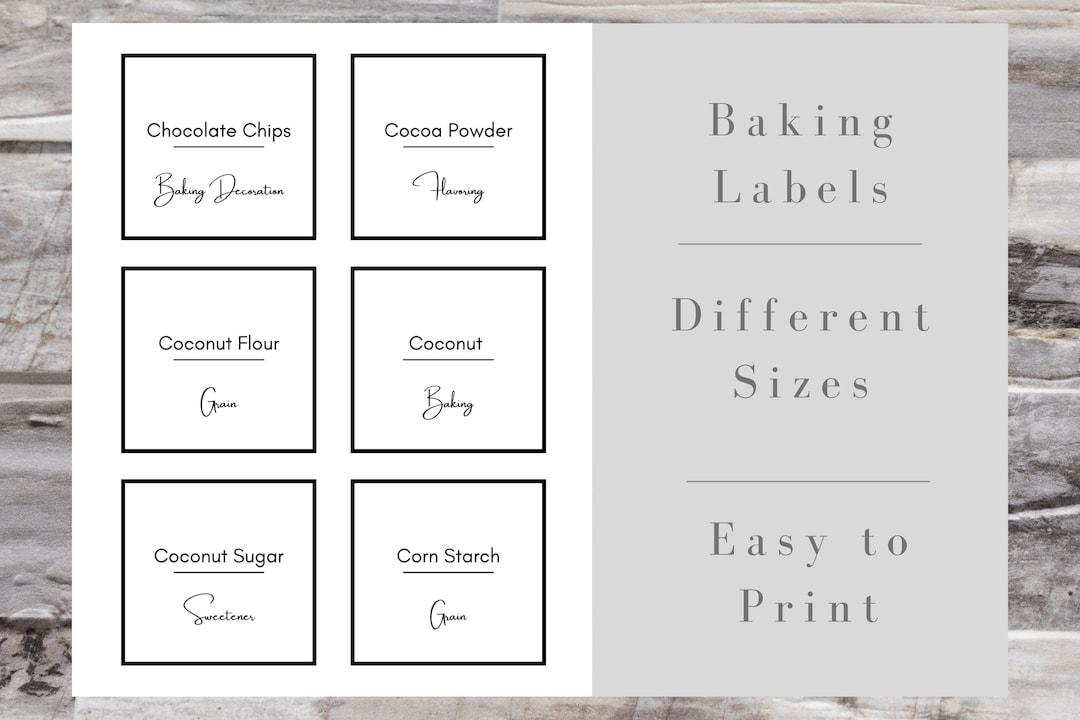 Editable Baking Labels, Printable Label Set, 8 Label Sizes, DIY Custom ...