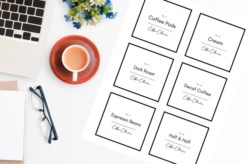 Printable Coffee Bar Labels, Customizable Labels, 5 Label Sizes ...