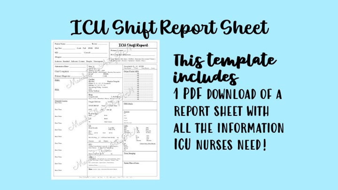 ICU Nurse Shift Report Sheet - Etsy