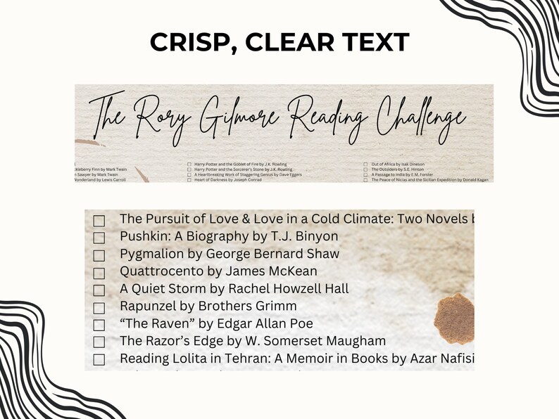 Rory Gilmore Reading Challenge Poster INSTANT DOWNLOAD - Etsy.de