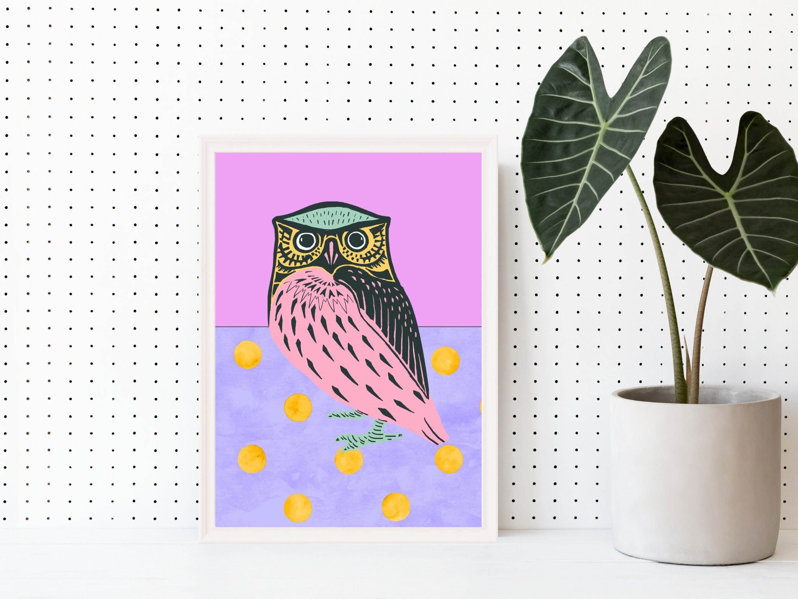 Owl Poster Design Colorful Playroom Decor Bright Pastel - Etsy