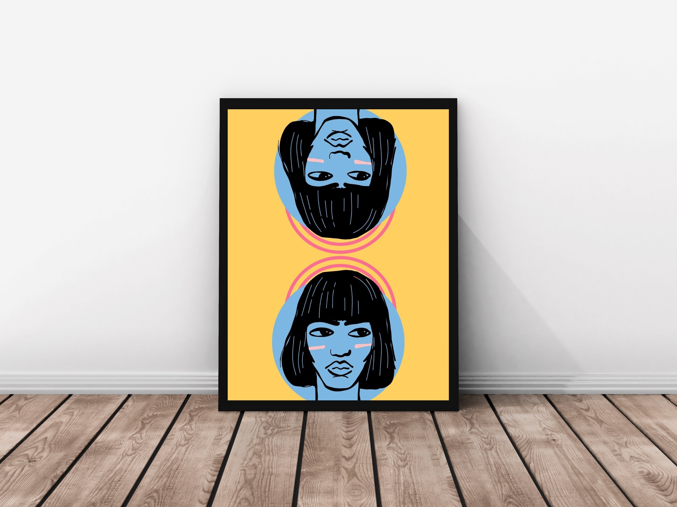 Trendy Apartment Print, Eclectic Maximalism Decor, Funky Girl Painting ...