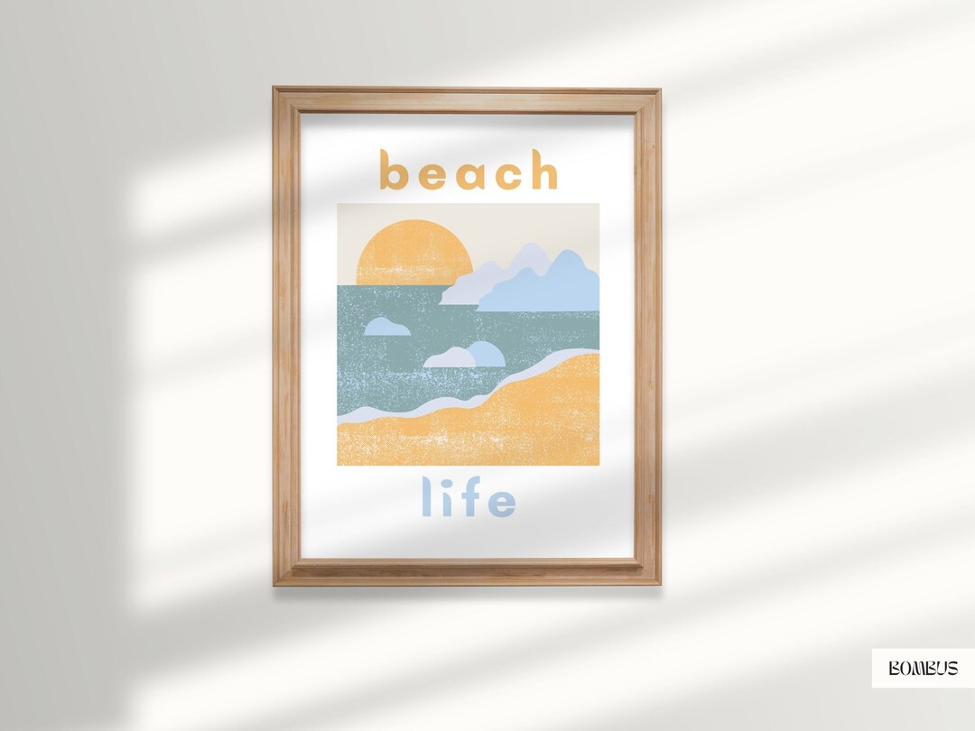 Cute Ocean Print, Minimalist Beach Art, Beach Airbnb Decor, Surfer ...