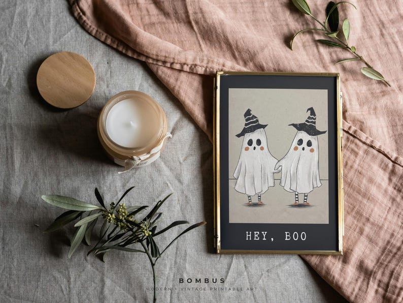 Cute Ghost Couple Print, Halloween Spooky Art (digital Download) - Etsy