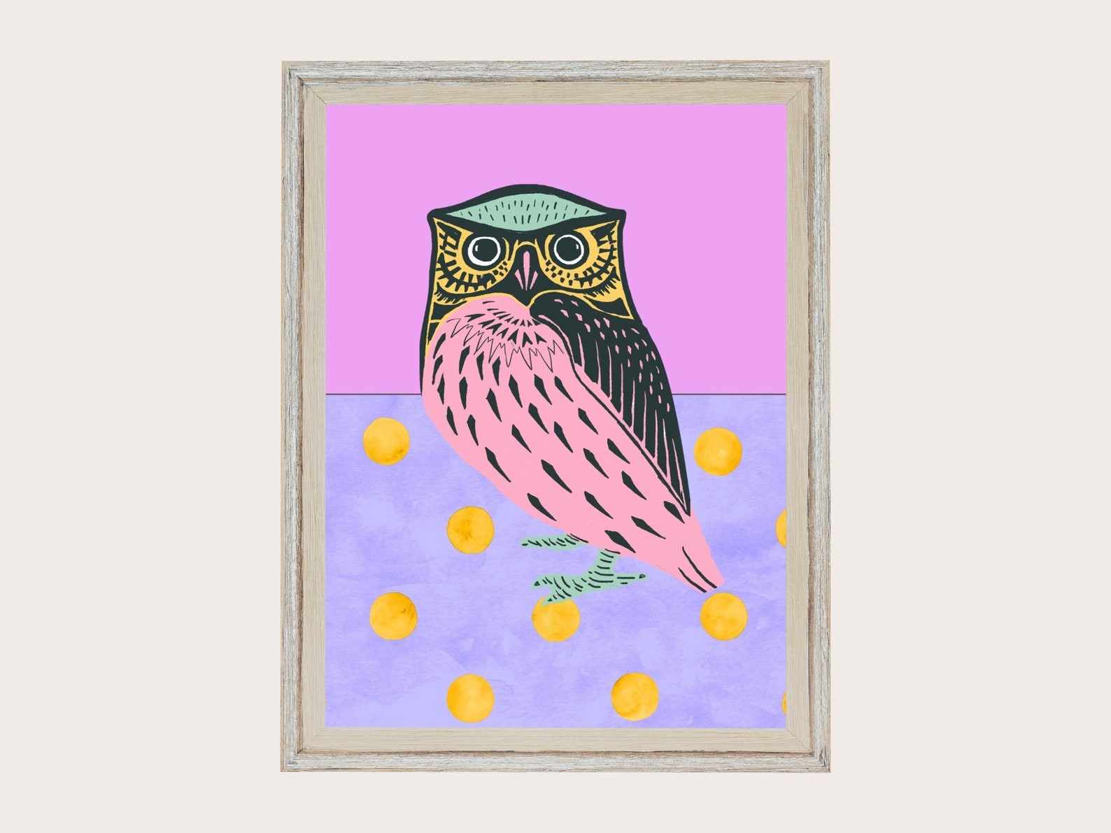 Owl Poster Design Colorful Playroom Decor Bright Pastel - Etsy