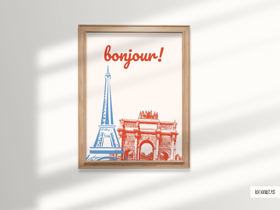 Eiffel Tower Print, Bonjour Sign, Typography Poster, French Quote Print ...