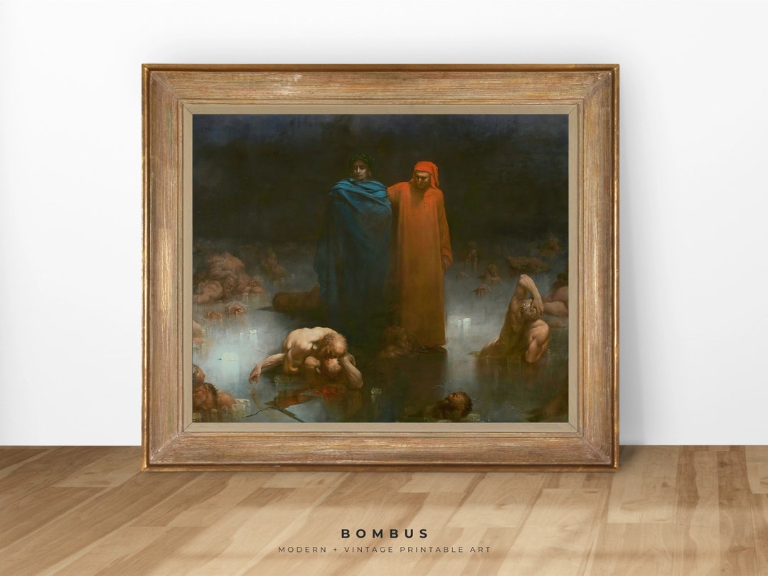 Dante Inferno Painting, Dante and Virgil in Hell, Lucifer Painting ...