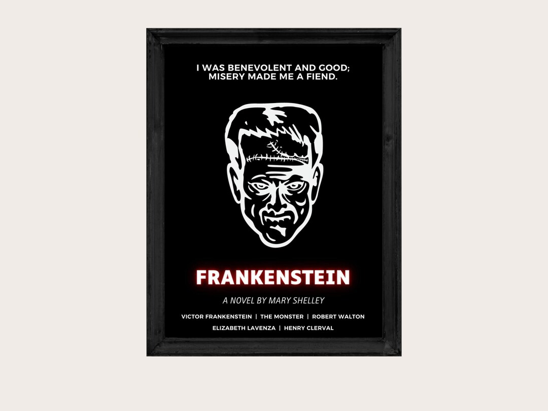 Mary Shelley Frankenstein Book Poster, Frankenstein Gift, Frankenstein ...
