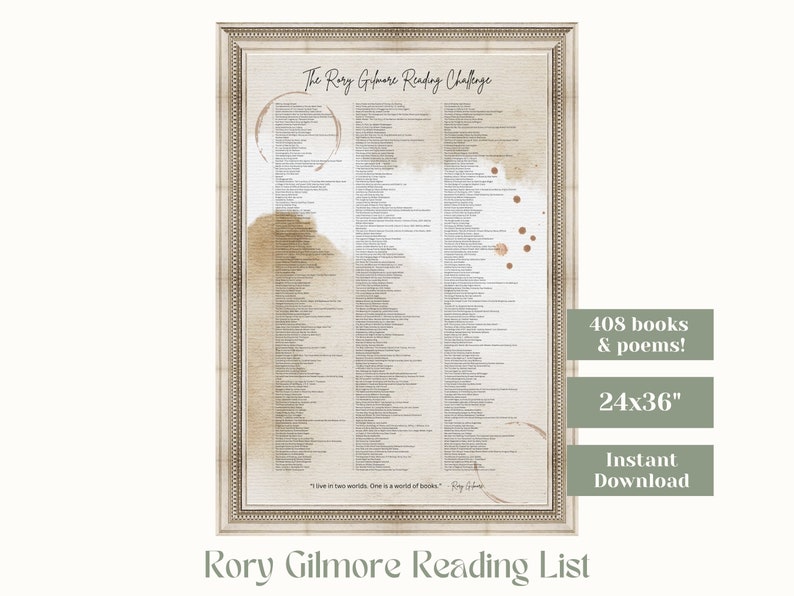 Rory Gilmore Reading Challenge Poster INSTANT DOWNLOAD - Etsy.de