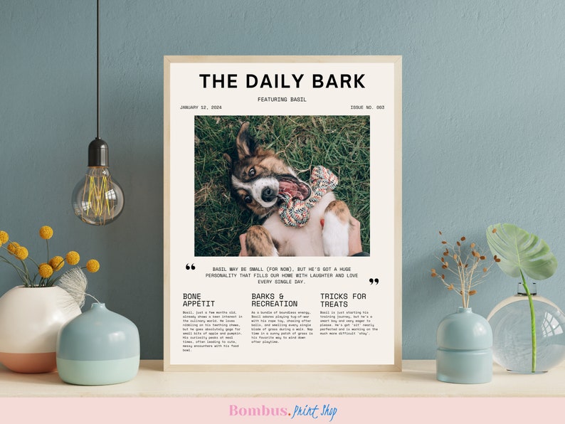 Custom Dog Magazine Poster, Personalized Pet Digital Download, Dog ...