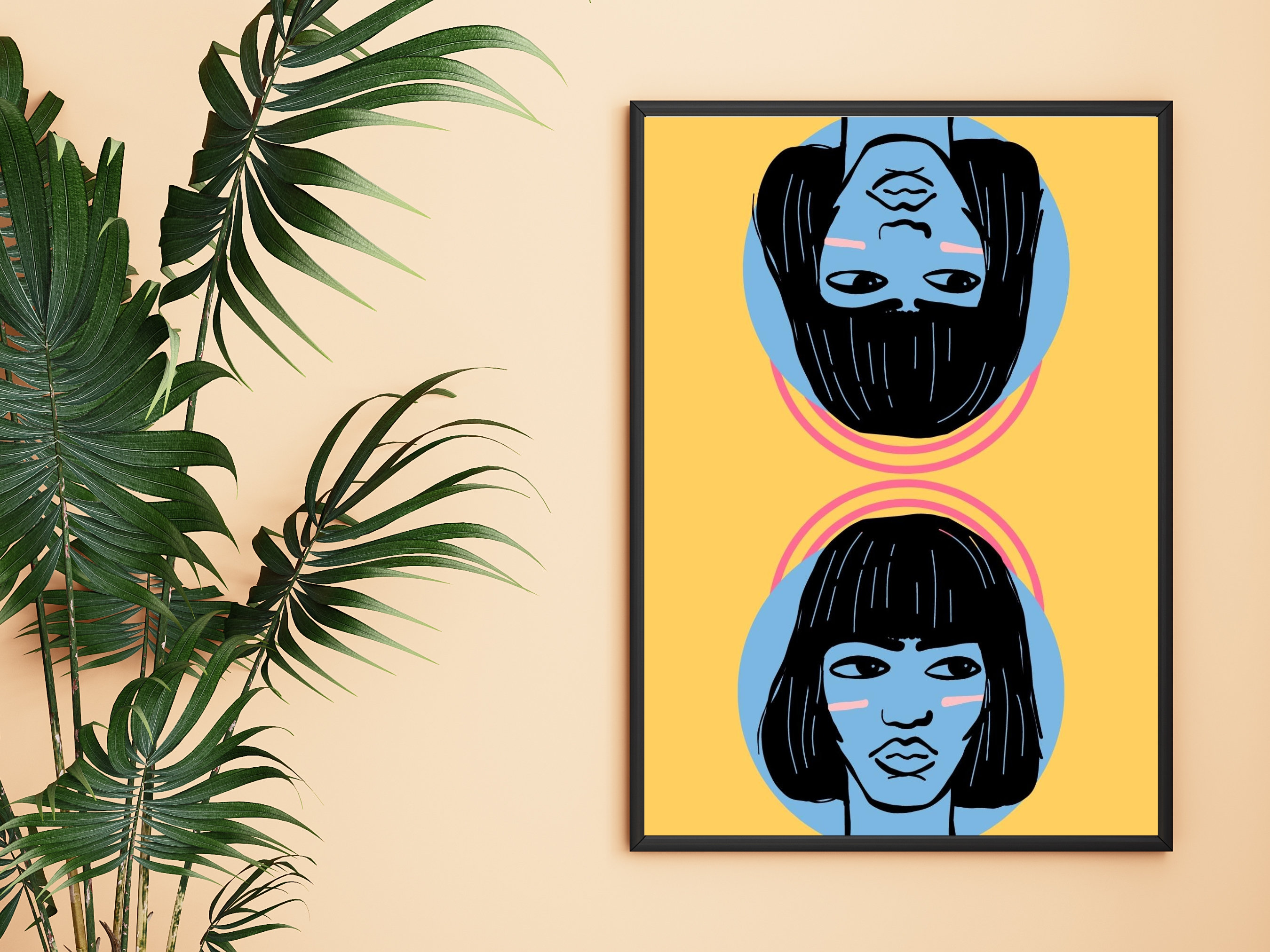 Trendy Apartment Print, Eclectic Maximalism Decor, Funky Girl Painting ...