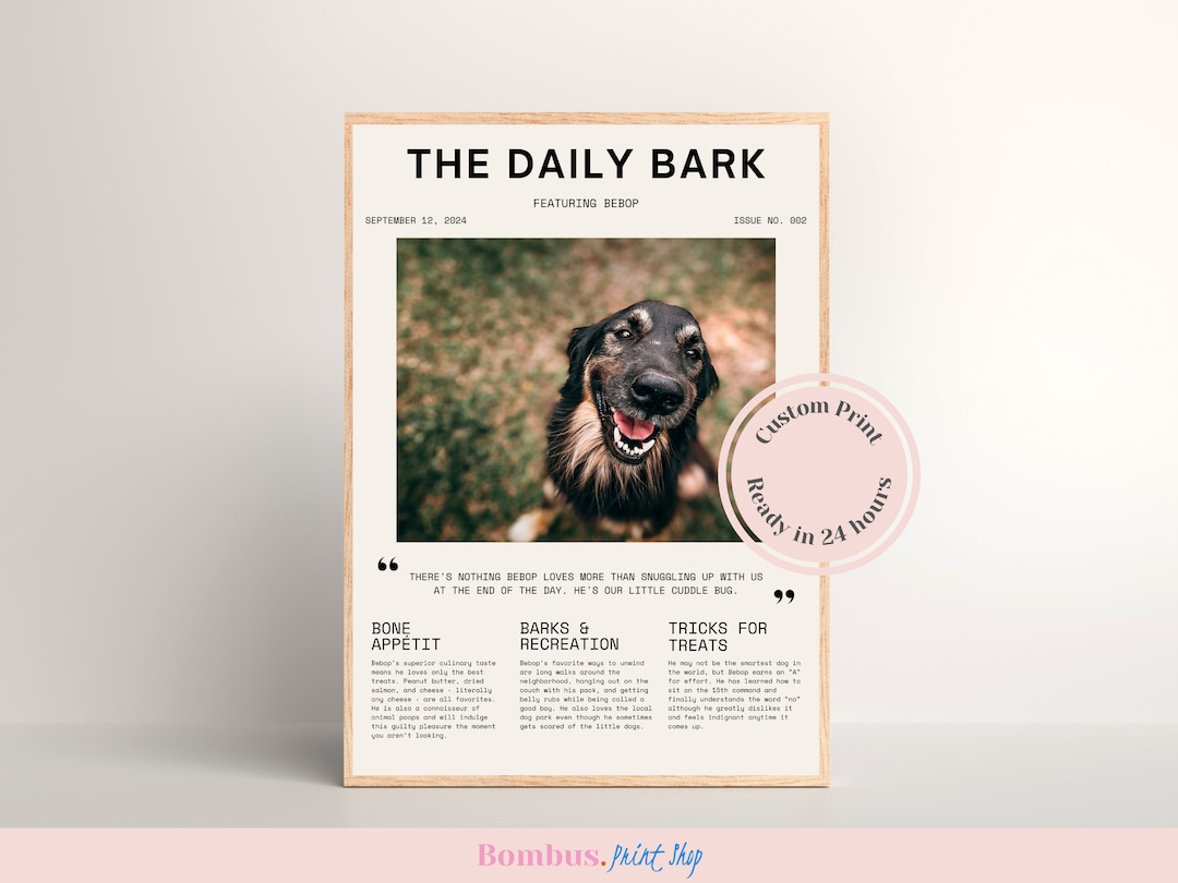 Custom Dog Magazine Poster, Personalized Pet Digital Download, Dog ...