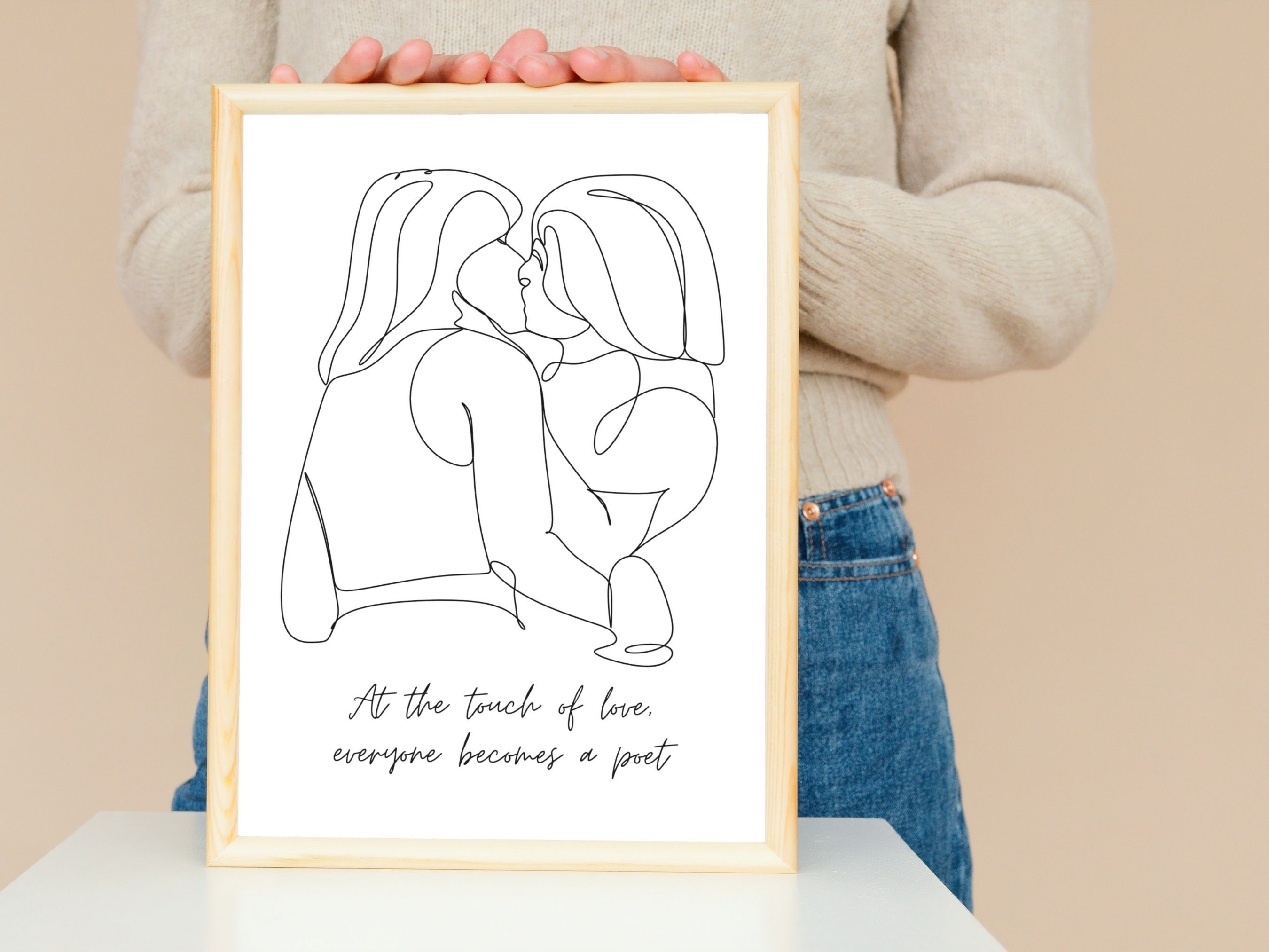 Lesbian Love Poster, Wlw Print, Queer Wedding Gift, Sapphic Wall Art ...