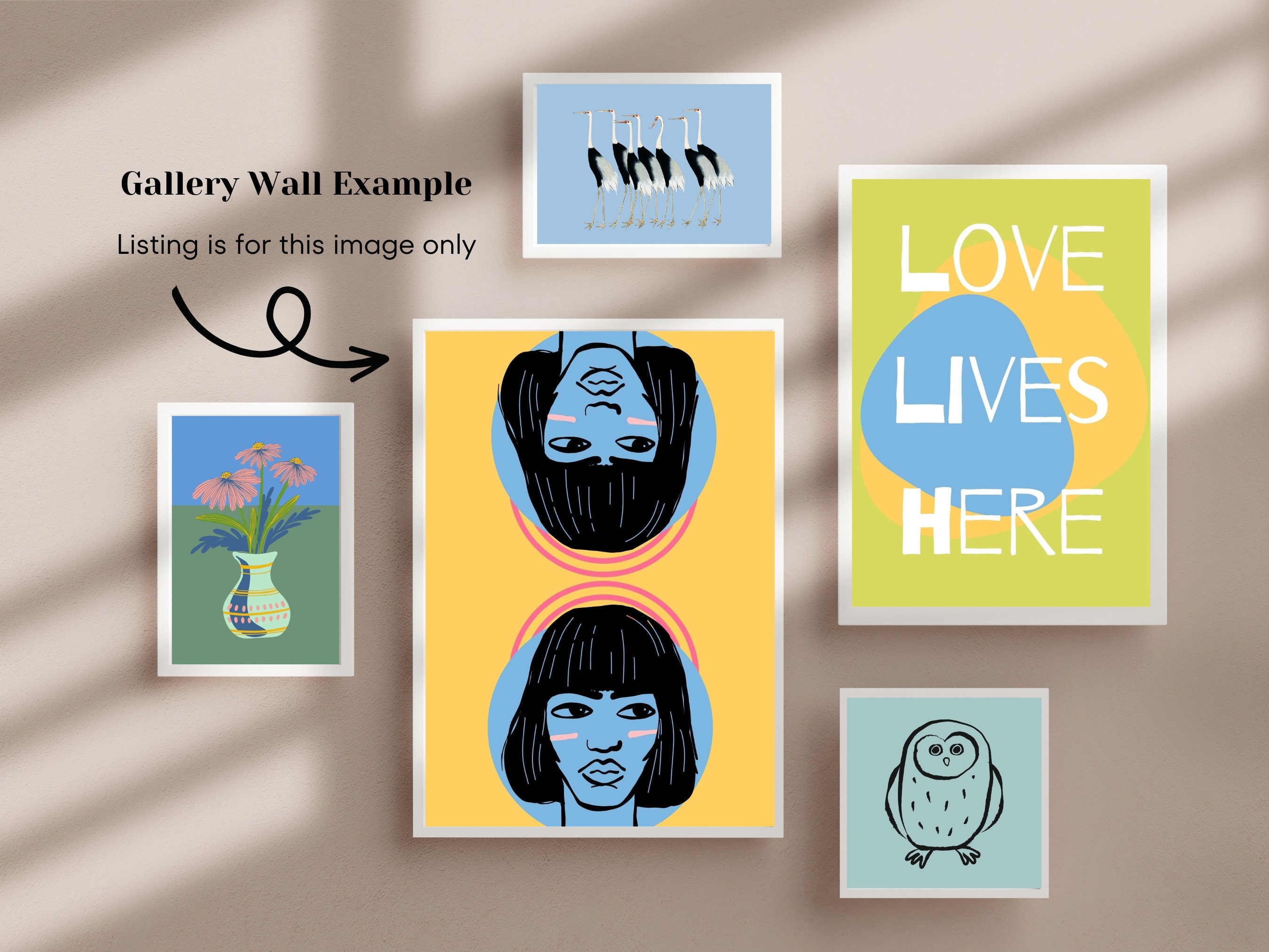 Trendy Apartment Print, Eclectic Maximalism Decor, Funky Girl Painting ...