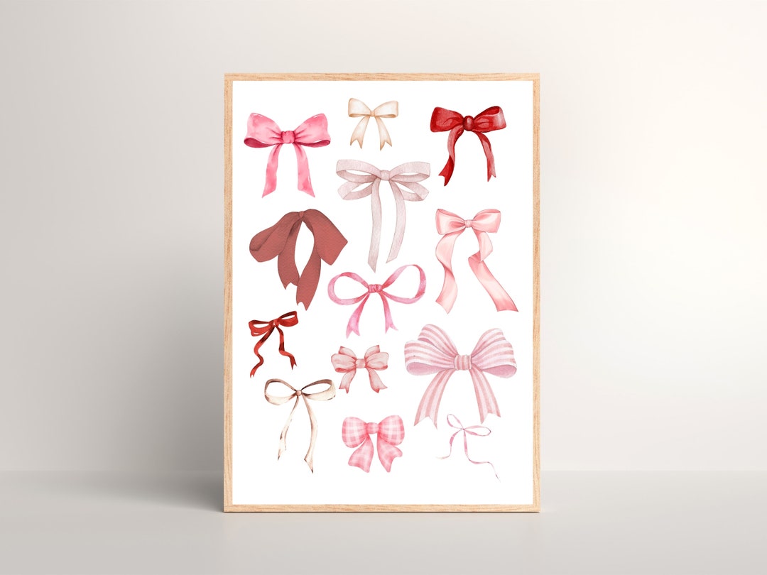 Pink Bow Watercolor Printable, Balletcore Wall Art, Girly Wall Art ...