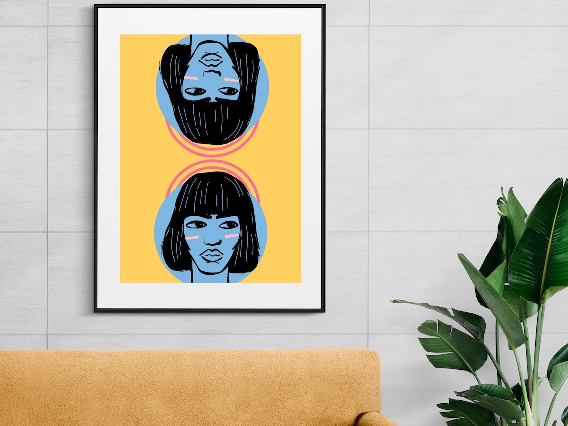 Trendy Apartment Print, Eclectic Maximalism Decor, Funky Girl Painting ...