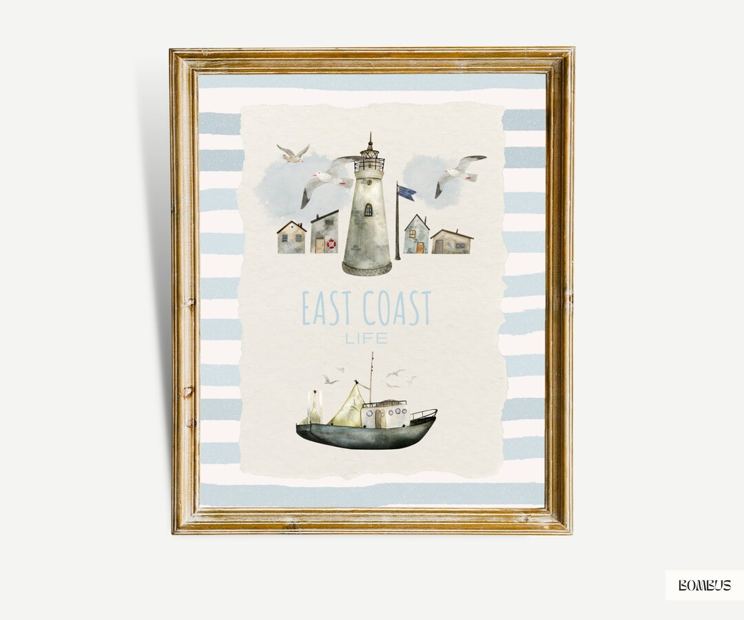 East Coast Life Print, East Coast Preppy Art, Coastal Life Poster ...