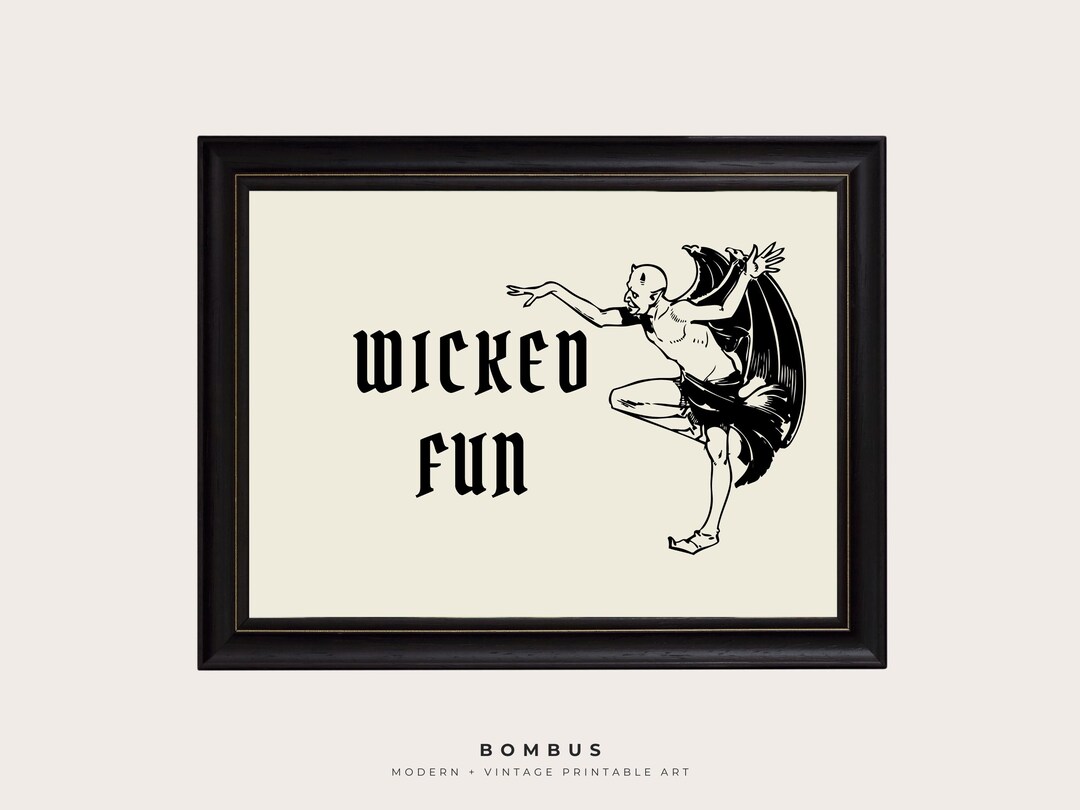 Wicked Fun Halloween Printable, Spooky Season Art, Demon Print, Occult ...