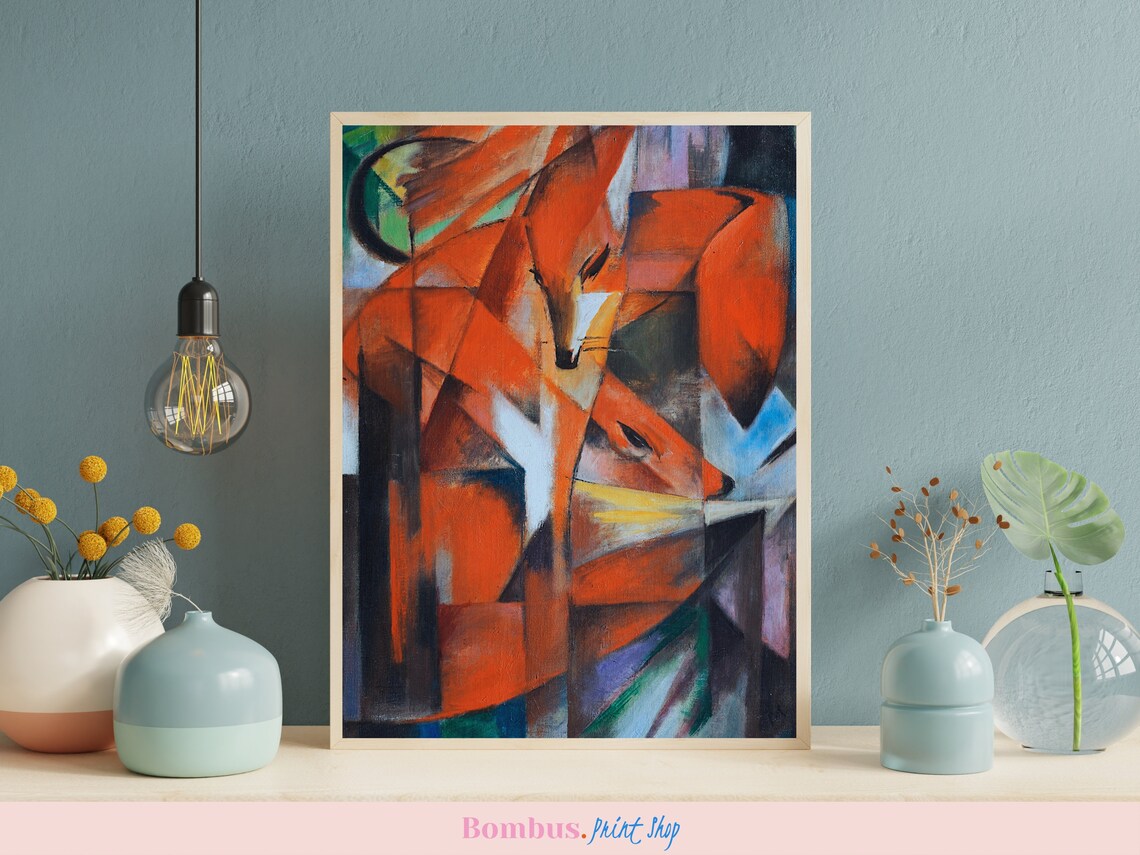 Franz Marc Fox Oil Painting, Cubism Poster, Cubist Print, Fox Printable ...