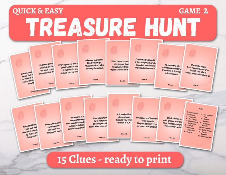Printable Treasure Hunt for Kids and Teenagers Game 2 - Etsy