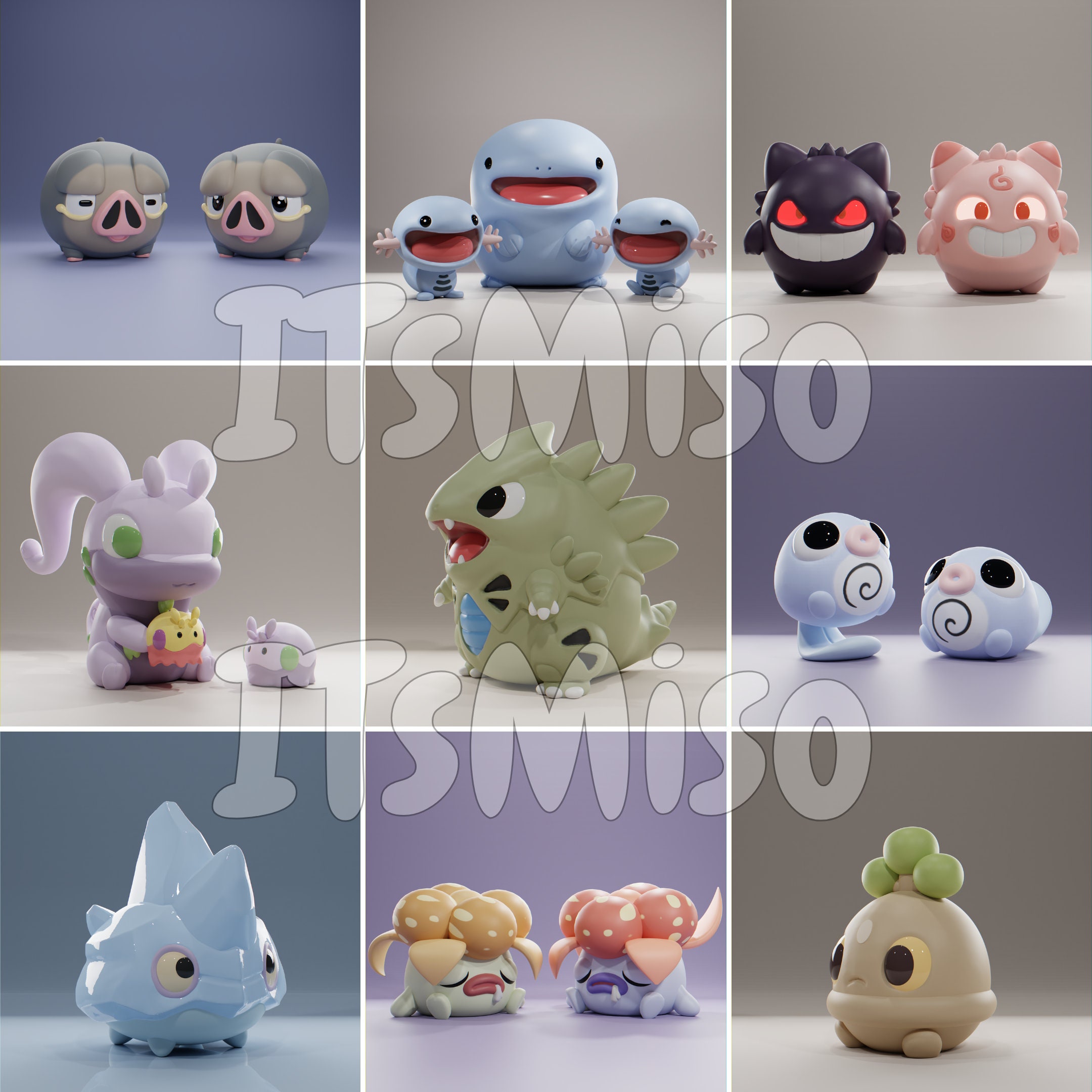 Itsmiso 3D Printable STL File Kawaii Poke Bundle 20 STL Files - Etsy