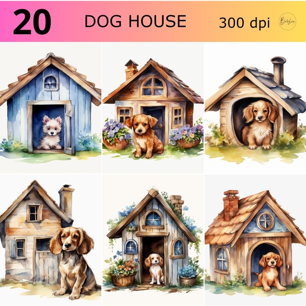 Dog House Party Clip Art - Etsy