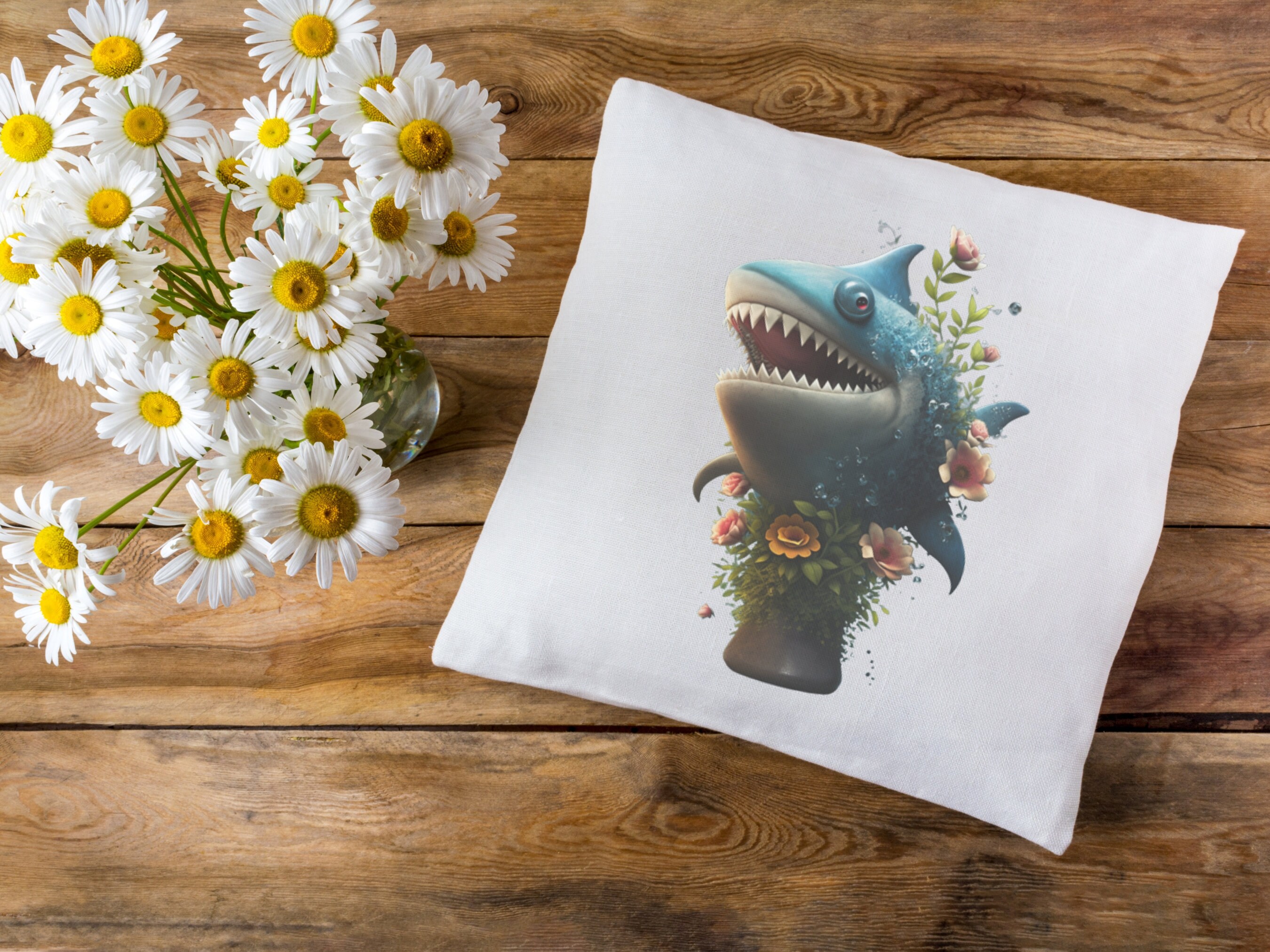 Shark Flower Svg, Shark Svg Bundle,hand Drawn Watercolor Clip Art,cute ...