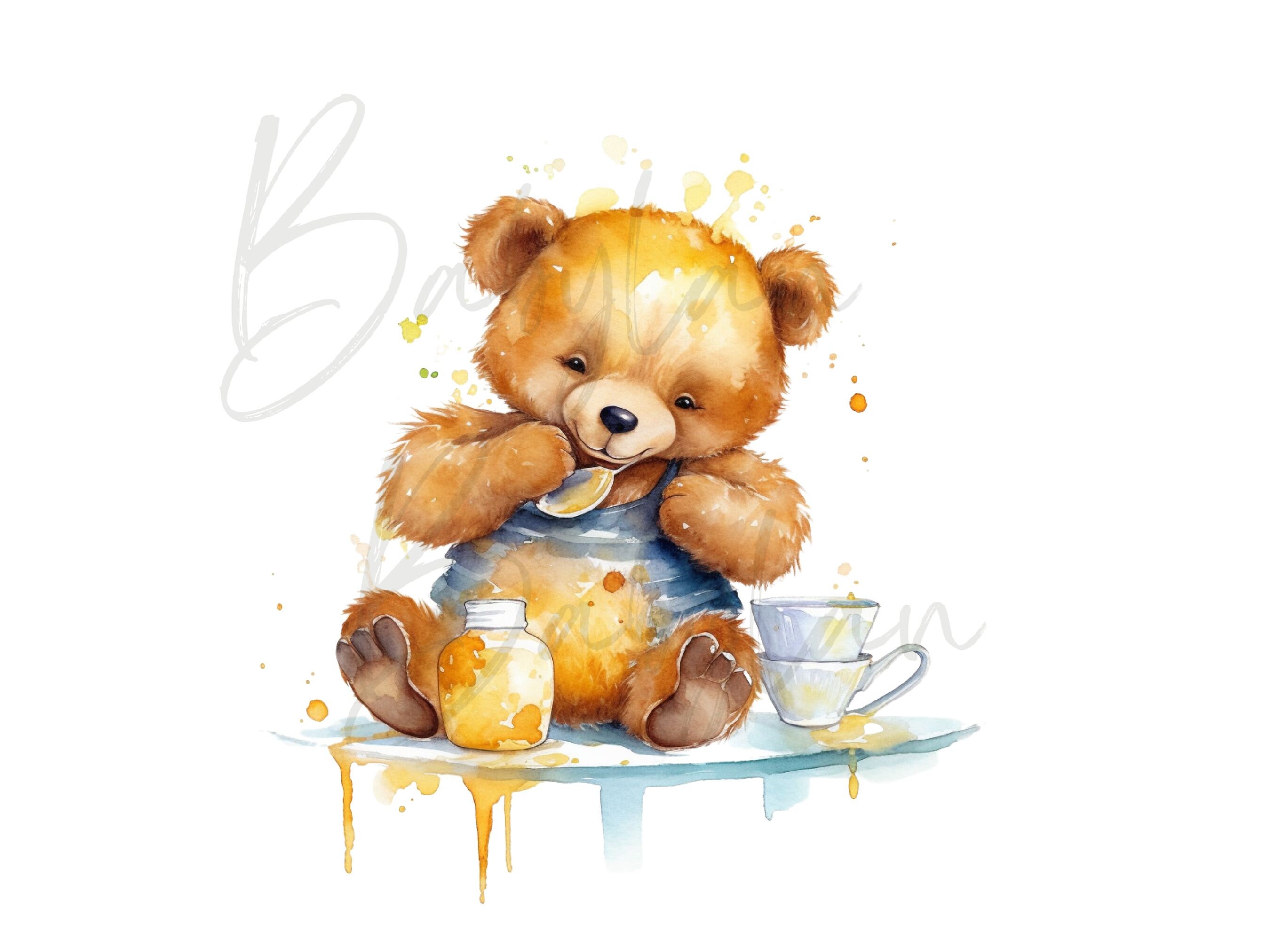 Bear Svg Bundle, Cute Honey Bear Clip Art, Watercolor Teddy Cartoon Png ...