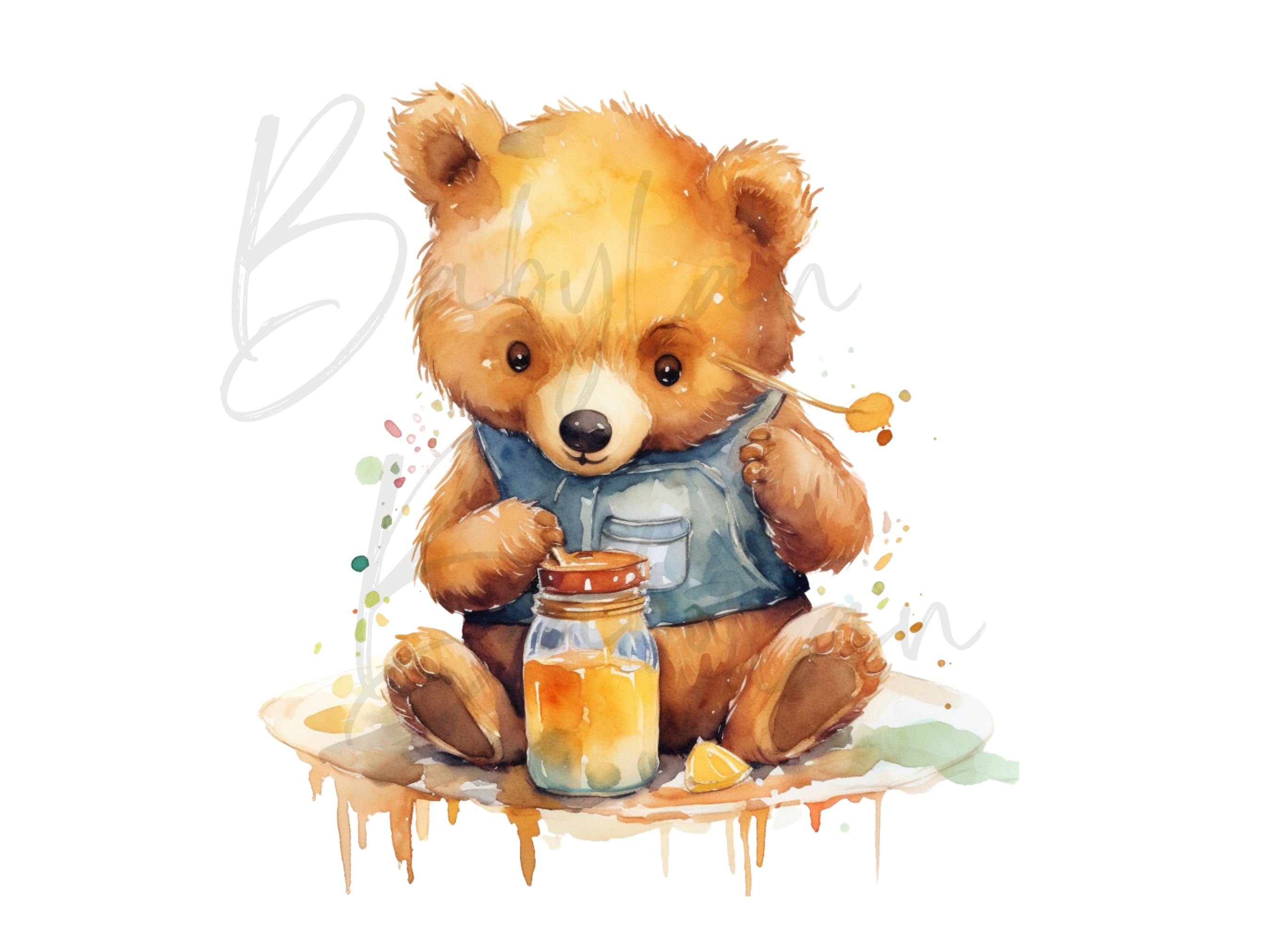 Bear Svg Bundle, Cute Honey Bear Clip Art, Watercolor Teddy Cartoon Png ...