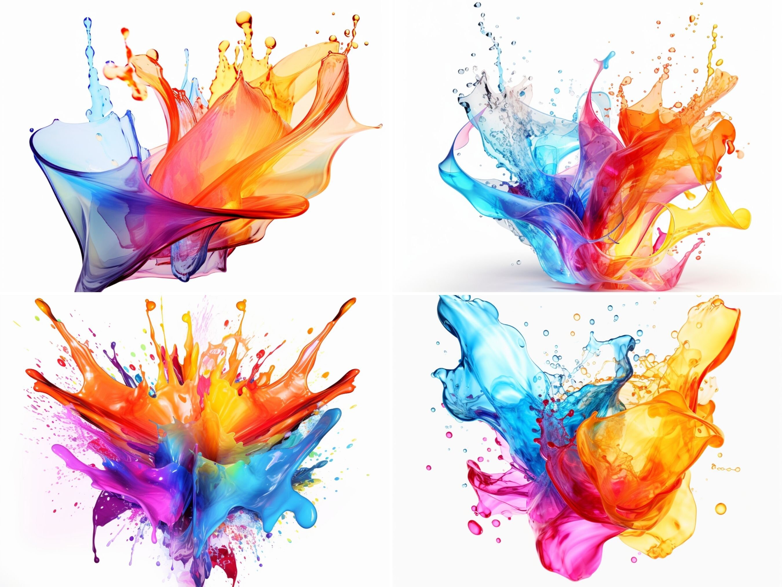 Splashes Clipart, Watercolor Splashes Illustration Bundle, Paint ...