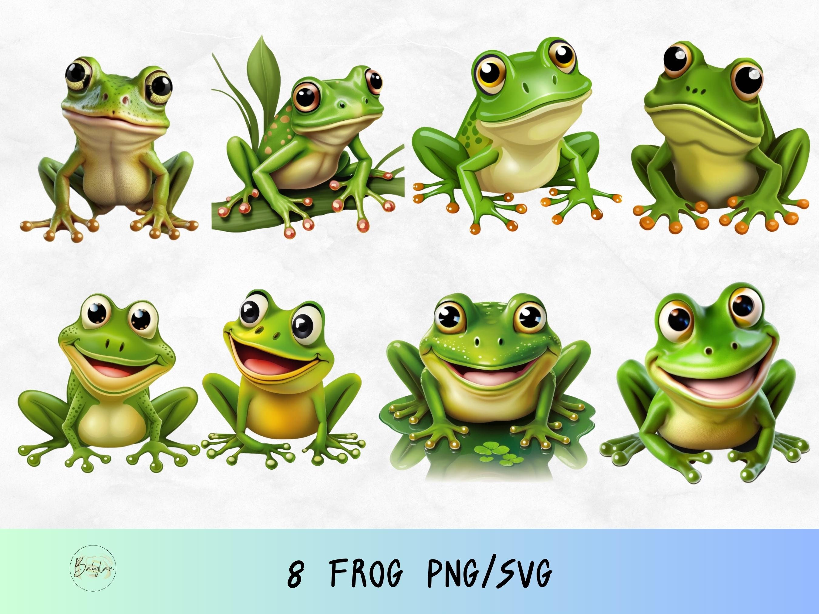 Frog Svg Bundle, Cute Frog Svg, Froggy Clipart, Animal Wildlife Png ...