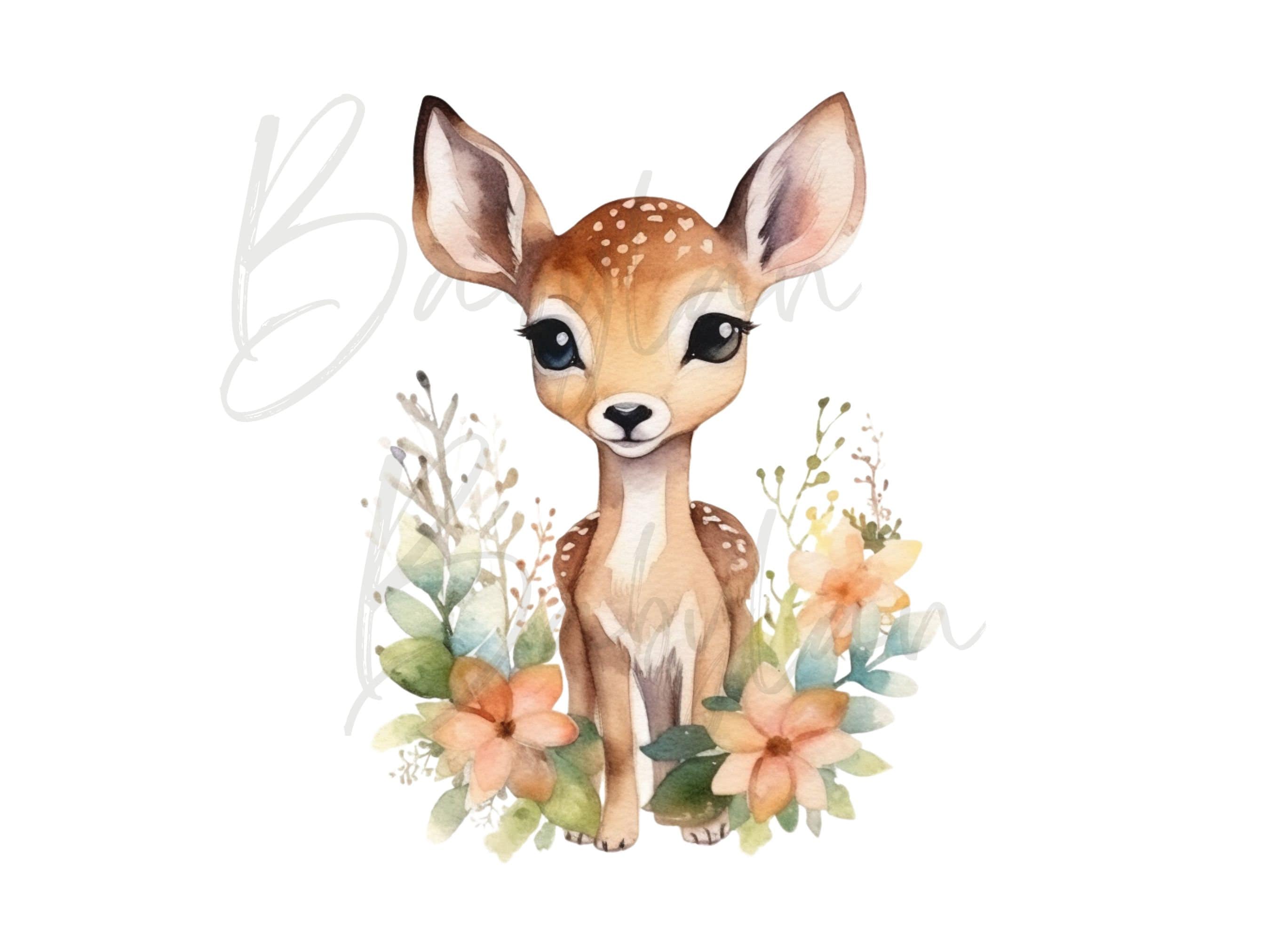 Floral Fawn SVG Bundle, Flower Deer Clipart,woodland Animal SVG, Cute ...