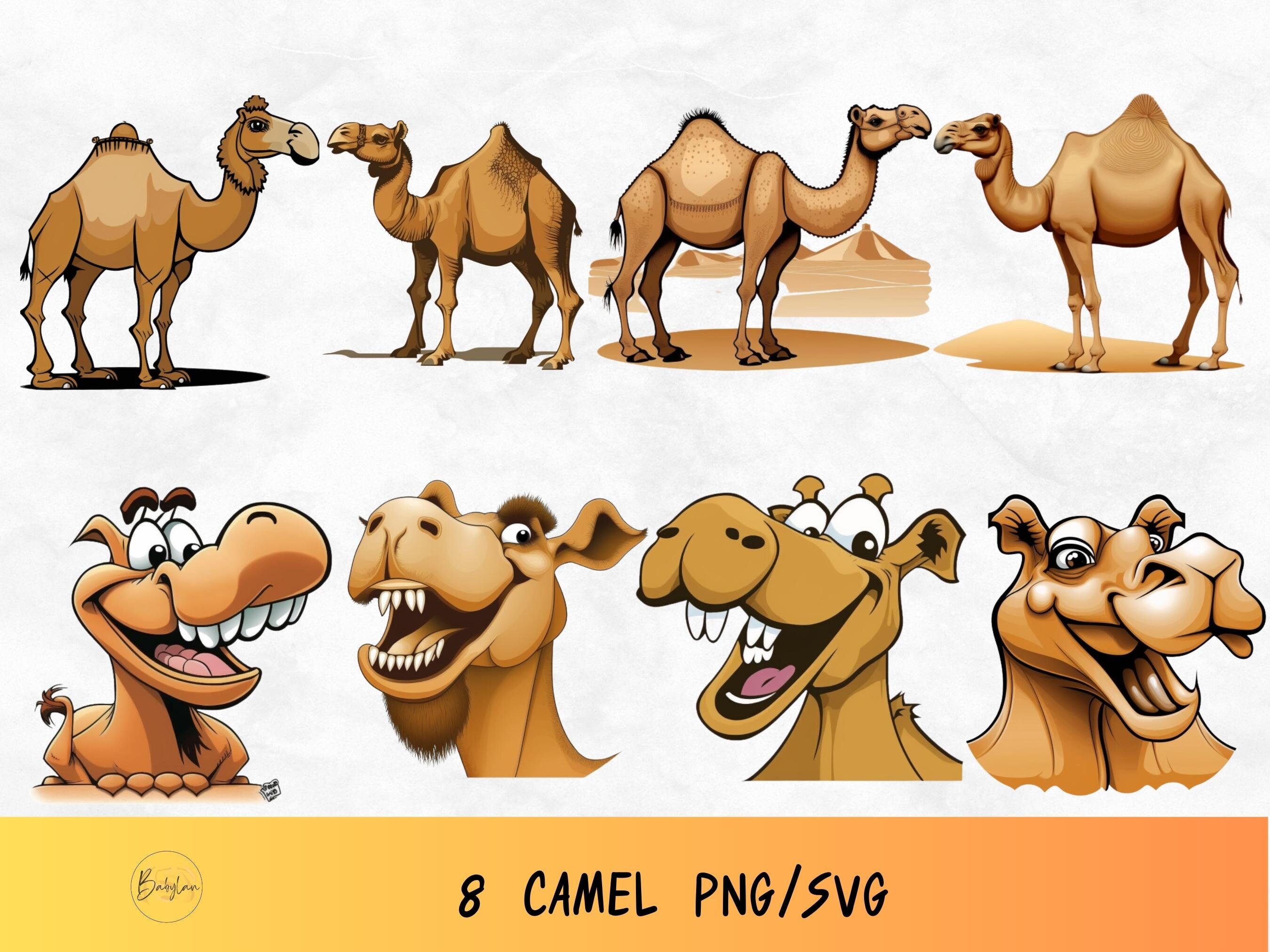 Camel Svg Bundle, Cute Camel Svg, Desert Animal Clip Art, Egypt Animal ...