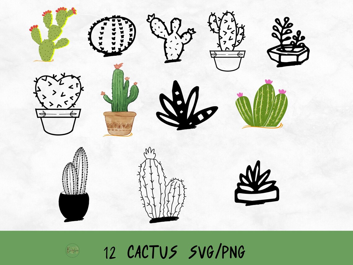 Cactus Svg Bundle, Desert Plant Clip Art, Cactus Png , Cactus Cut Files ...