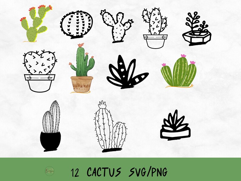 Cactus Svg Bundle, Desert Plant Clip Art, Cactus Png , Cactus Cut Files ...