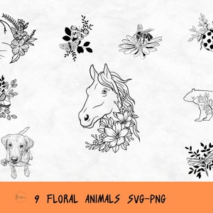 Floral Animal Svg Bundle Floral Set Clip Art Animals - Etsy