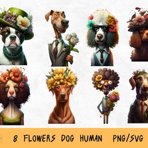 Floral Dog Svg, Dogs Svg Bundle, Hand Drawn Watercolor Clip Art, Cute ...
