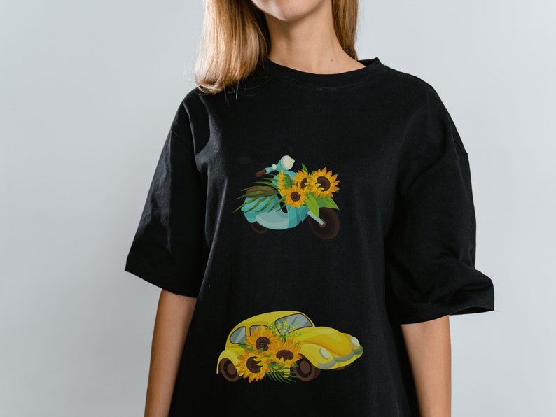 Sunflower Car Svg Bundle, Floral Set Cars Clip Art, Botanical Clip Art ...