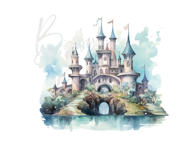 Enchanted Castle Svg, Watercolor Castle Clipart, Enchanted Palace ...