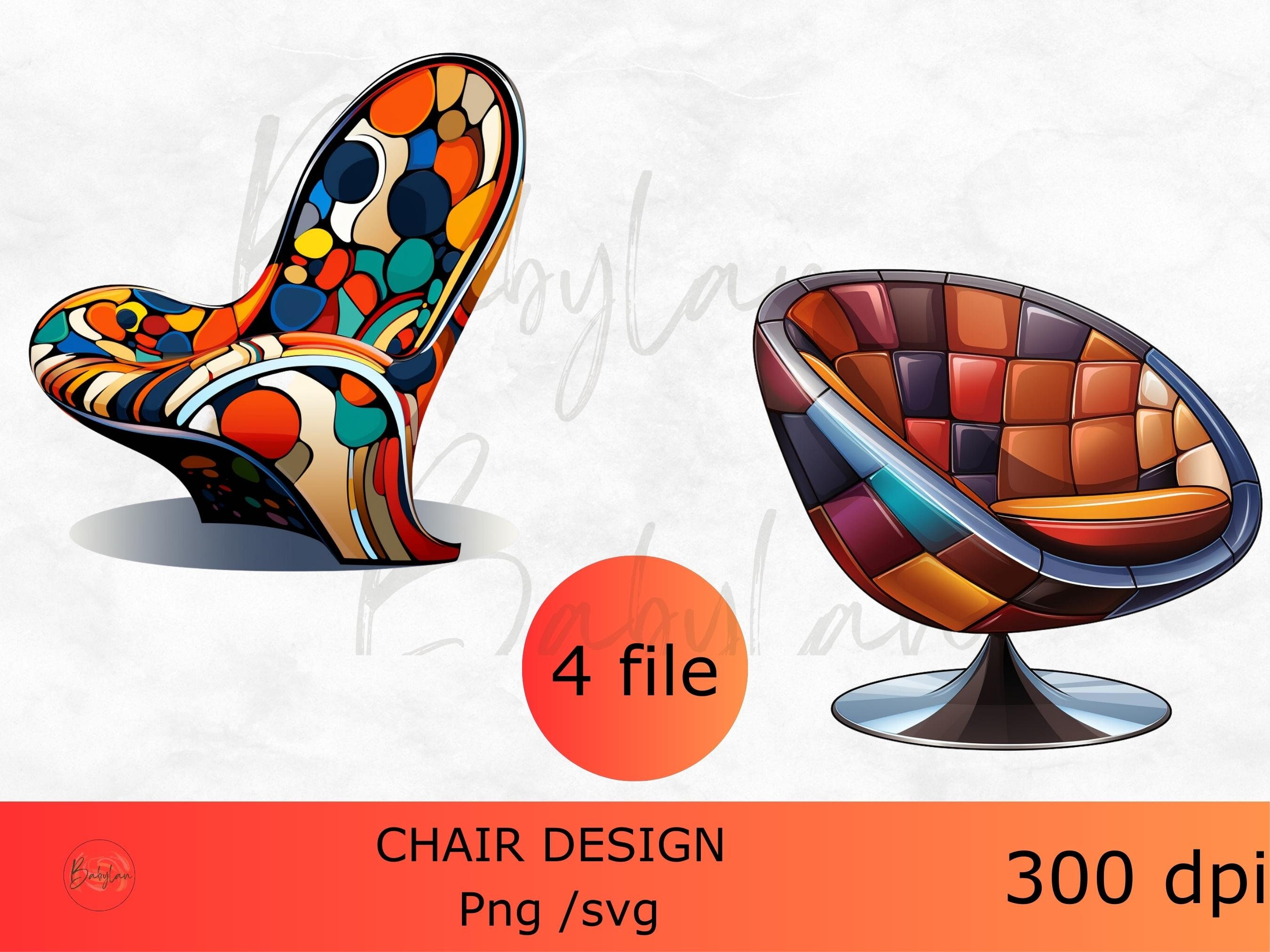 Designer Chair Svg Bundle, Modern Forniture Clip Art, Interior Design ...