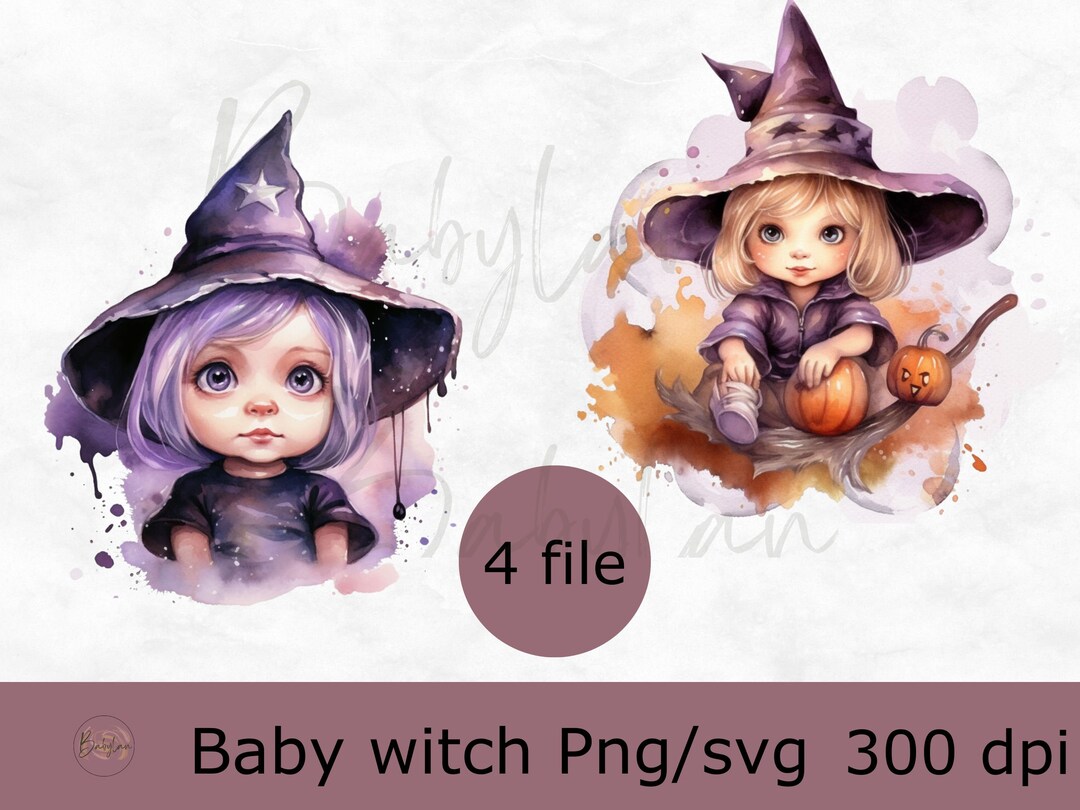 Baby Witch Svg Bundle Cute Witch Clipart Halloween Girl Png - Etsy